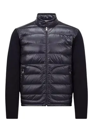 Moncler Padded Wool Cardigan With Zip Blue