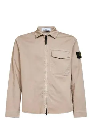 Stone Island Stretch Organic Cotton Satin Overshirt - Beige