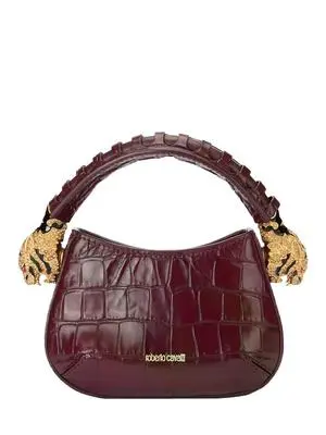 Roberto Cavalli Tiger-head Crocodile-effect Shoulder Bag - Red