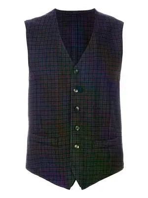 LARDINI Tartan Wool Gilet - Multicolour