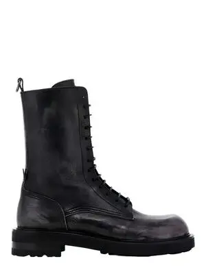 Roberto Cavalli Lace-up Leather Boots - D0033 Black