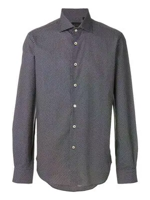 DELL'OGLIO Fine Print Shirt - Blue