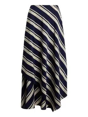 Ralph Lauren Silk Striped Maxi Skirt - Blue