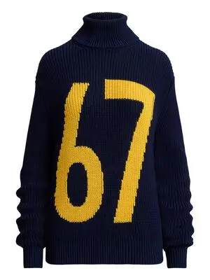 Ralph Lauren Cotton-silk Intarsia-knit Rollneck Sweater - Navy