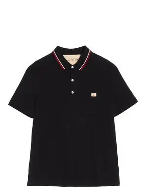 Valentino Garavani Cotton Jersey Vlogo Polo Shirt - Black