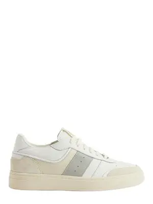 GIUSEPPE ZANOTTI Low-top Suede And Leather Sneakers - Beige