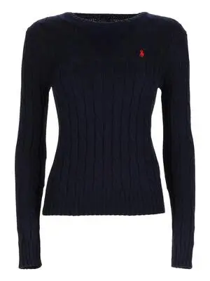 Polo Ralph Lauren Cable Knit Sweater With Logo - Blue