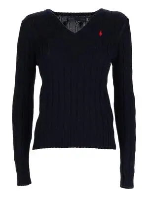 Polo Ralph Lauren Cable Knit Pullover With Logo - Blue