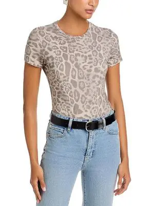 L'Agence Ressi Leopard Print Tee - Grey Multi Patch Leopard