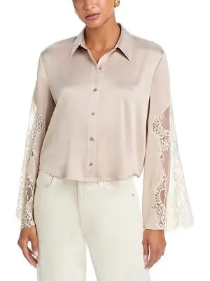 L'Agence Capri Lace Sleeve Blouse - Feather Grey