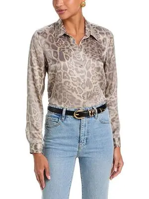 L'Agence Tyler Printed Silk Blouse - Grey Multi