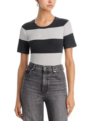 L'Agence Rosemond Color Blocked Bodysuit - Dark Slate/lt Grey Stripe
