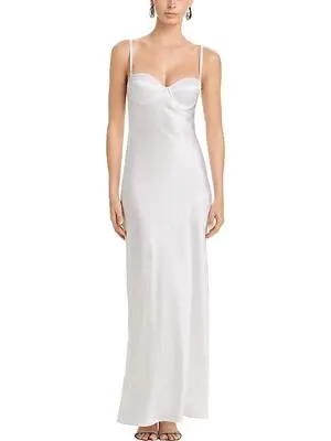 L'Agence Sayla Silk Maxi Dress - White