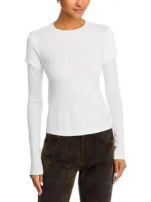 RE/DONE Slim Layer Long Sleeve Tee - Off White