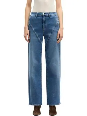 7 For All Mankind Stovepipe High Rise Straight Jeans - Oceanstone