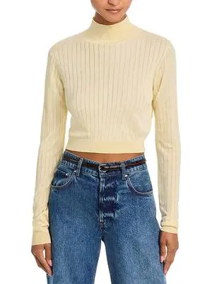 FRAME The Crop Fitted Turtleneck - Butter