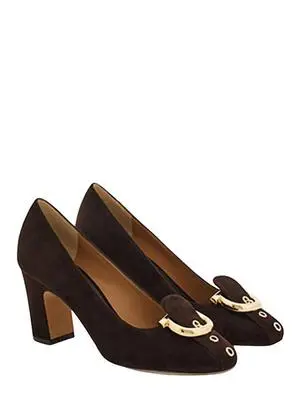 FERRAGAMO Leather 70 Buckle Pumps - Testa Di Moro