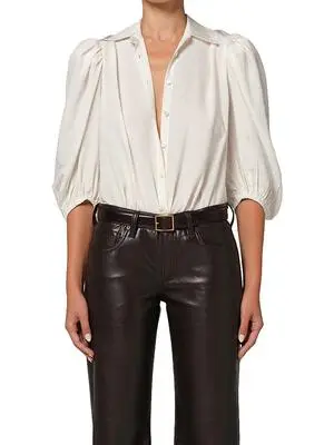 Citizens Of Humanity Puff Sleeve Button-up Shirt - Sand Microstripe
