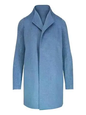Kinross Cashmere Shawl-collar Ribbed Coat - Blue