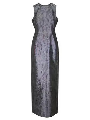 Lafayette 148 New York Textured Sleeveless Maxi Dress - Grey