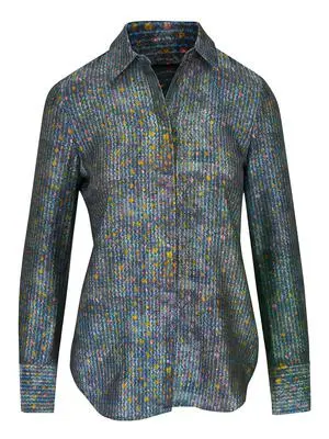Lafayette 148 New York Patterned Button-up Shirt - Blue
