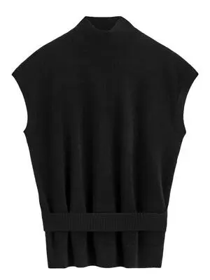 Cos Belt-detail Mock-neck Wool Vest - Black