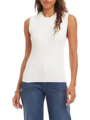 Karen Kane Ribbed Sweater Tank - Off White