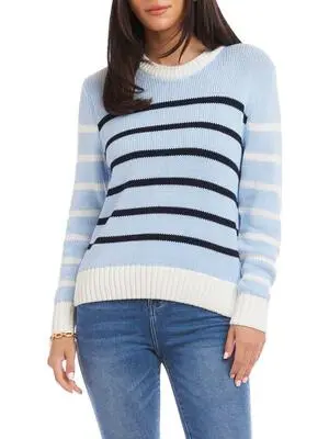 Karen Kane Striped Crewneck Sweater - Multi Color