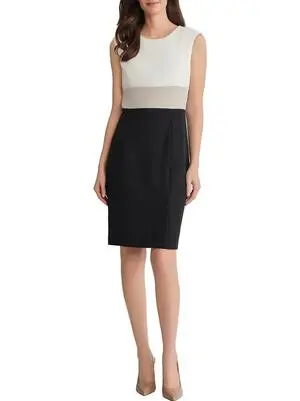 KASPER Colorblock Sheath Dress - Vanilla Ice Multi
