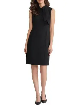 KASPER Neck Tie Sleeveless Sheath Dress - Black