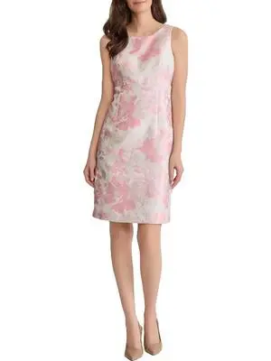 KASPER Seamed Empire Waist Floral Sheath Dress - Tutu Pink Multi