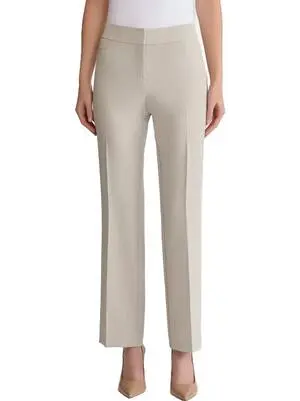 KASPER Flat Front Trousers - Summer Straw