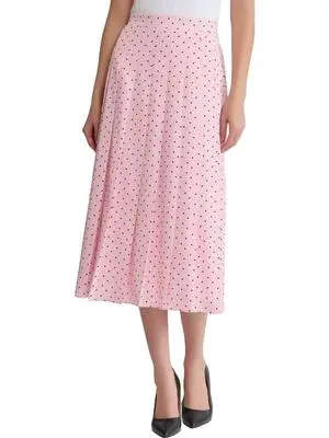 KASPER Pleated Polka Dot Skirt - Tutu Pink/black