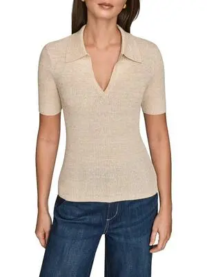 Donna Karan New York Metallic Collared Sweater - Cream/gold