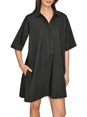 Donna Karan New York Collared Elbow Sleeve Dress - Black