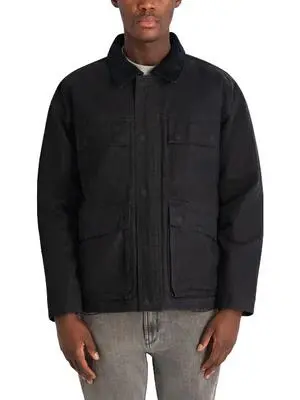 Karl Lagerfeld Waxed Cotton Jacket With Corduroy Collar - Black