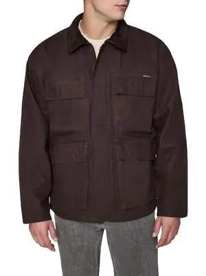Karl Lagerfeld Waxed Cotton Jacket With Corduroy Collar - Brown