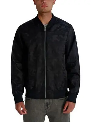 Karl Lagerfeld Camo Print Bomber Jacket - Black