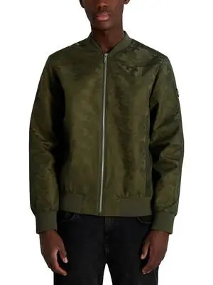 Karl Lagerfeld Camo Print Bomber Jacket - Olive