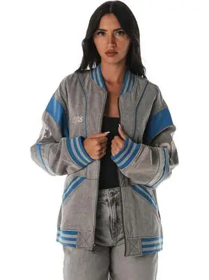 THE WILD COLLECTIVE Detroit Lions Oversized Retro Full-zip Jacket - Gray