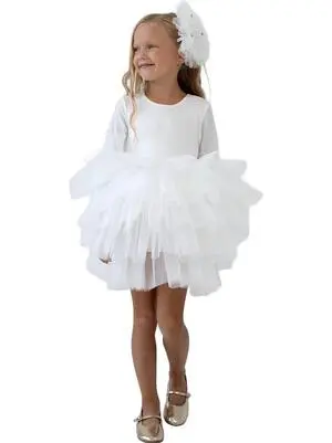 MINI CELEBRITIES Open Back Fluffy Tutu Dress - White Lily
