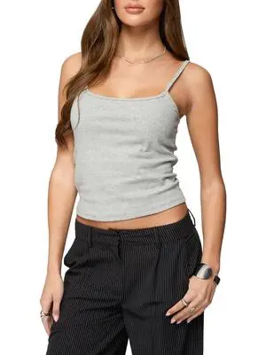 EDIKTED Stretch Cotton Crop Tank - Gray-melange