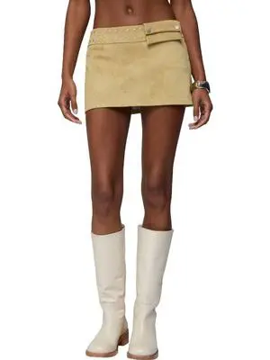 EDIKTED Studded Faux Suede Skort - Tan