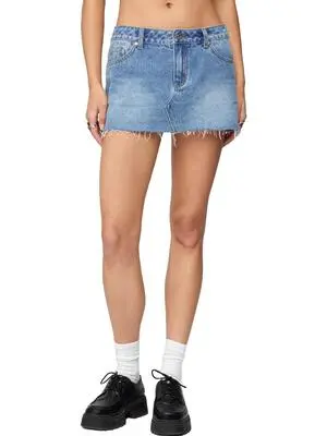 EDIKTED Micah Low-rise Denim Mini Skirt - Blue-washed