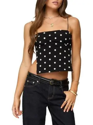 EDIKTED Jinx Dot Open Back Crop Tank - Black-and-white