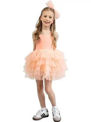 MINI CELEBRITIES Sleeveless Fluffy Tutu Dress - Salmon Sunset