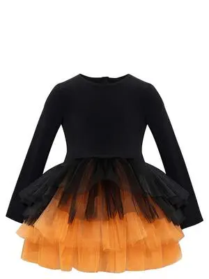 MINI CELEBRITIES Long Sleeve Tutu Dress - Dark Black