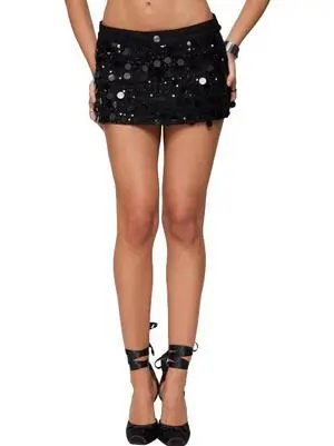EDIKTED Alenna Low Rise Sequin Skort - Black