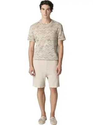 Missoni Bermuda Shorts With Zigzag Pattern - Beige& White
