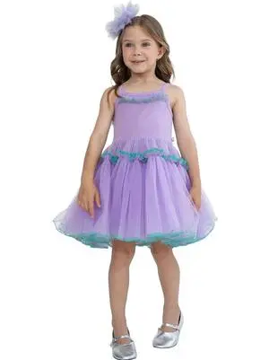 MINI CELEBRITIES Aster Strappy Tulle Dress - Purple Bloom